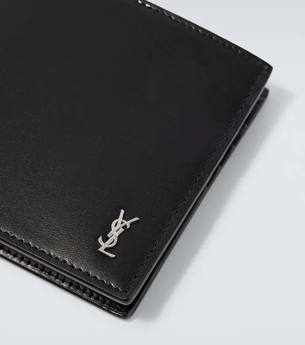 Saint Laurent Tiny Cassandre Leather Bi-fold Wallet