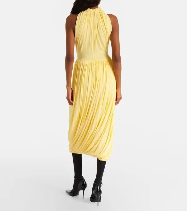 Alaïa Gathered Jersey Midi Dress - Yellow
