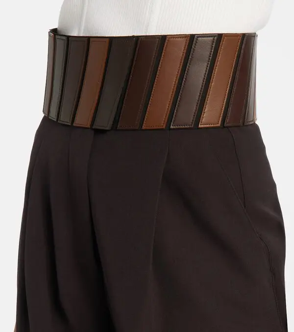 Alaïa Leather-trimmed Wool Straight Pants