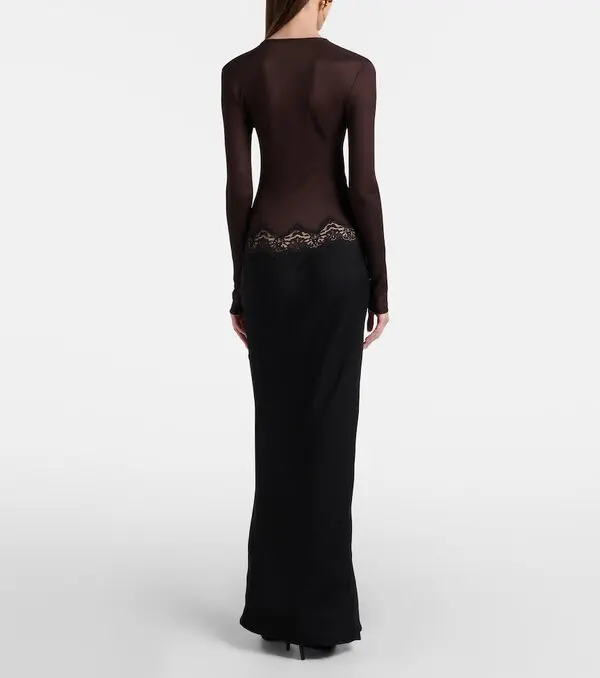 Christopher Esber Cutout Lace-trimmed Gown - Black