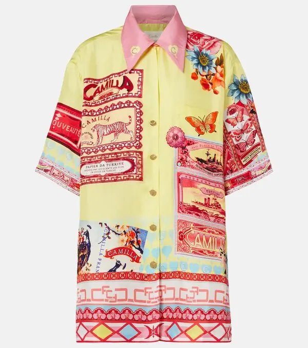 Camilla Collage Kingdom Silk Bowling Shirt