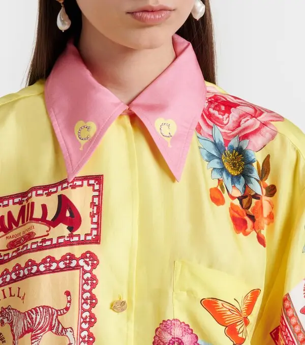 Camilla Collage Kingdom Silk Bowling Shirt