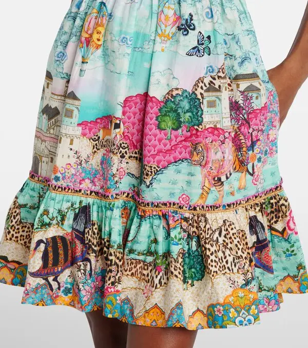 Camilla Gathered Printed Mini Dress