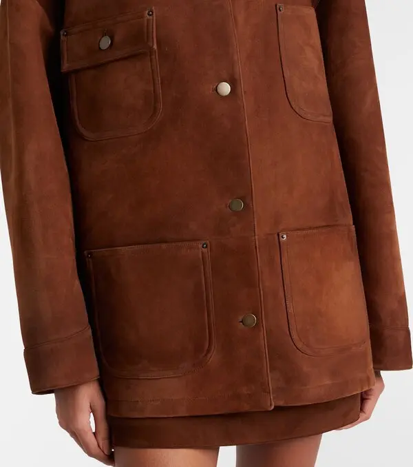 Prada Suede Field Jacket With Leather Trim - Brown
