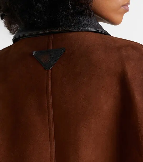 Prada Suede Field Jacket With Leather Trim - Brown
