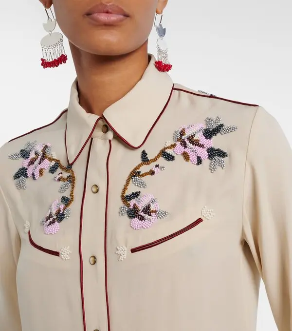 Isabel Marant Yzea Beaded Cady Shirt