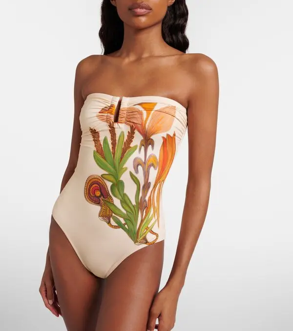 Ulla Johnson Monterey Floral Maillot Swimsuit - Beige