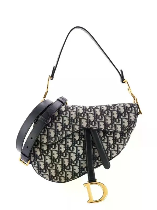 Dior Saddle Handbag With Strap Oblique Canvas Medium Shoulder Bag - Blue