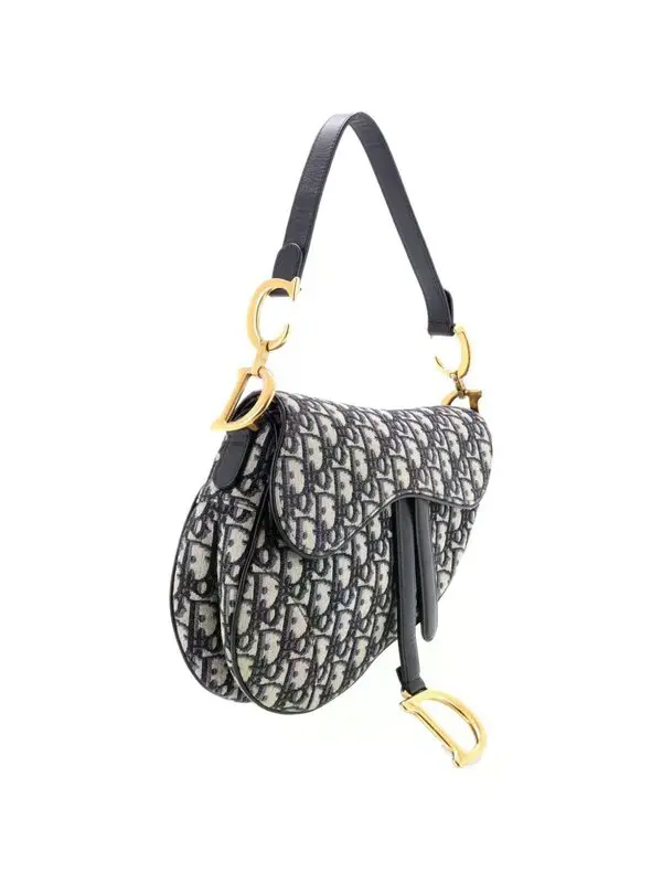 Dior Saddle Handbag With Strap Oblique Canvas Medium Shoulder Bag - Blue