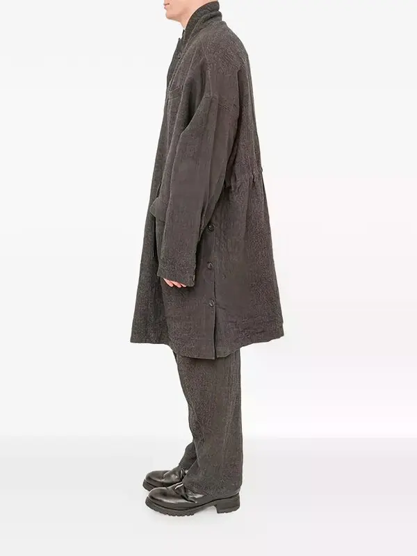 THE VIRIDI-ANNE Button Linen Wool Coat