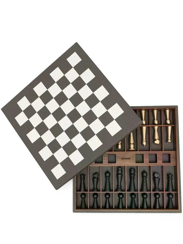 PINETTI Chess And Checkers Game Board - Grey
