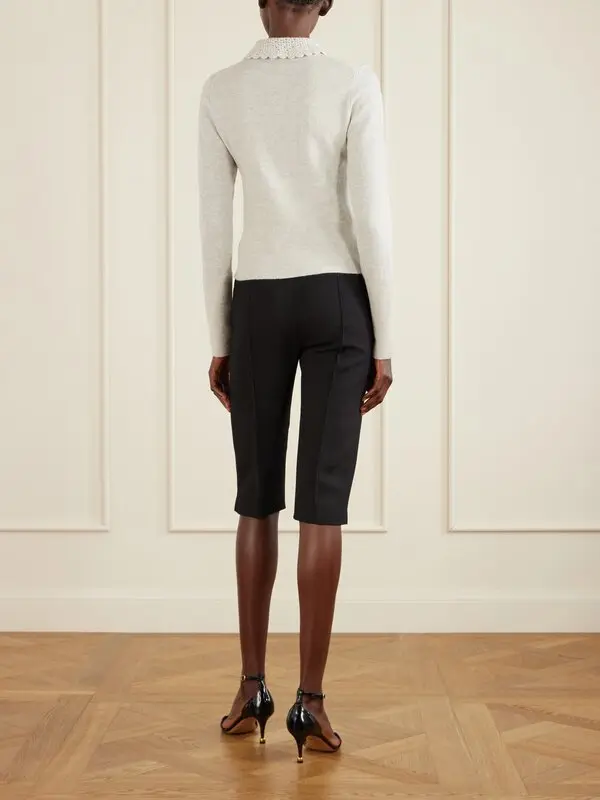 Chloé Crochet-trimmed Wool Cardigan - Gray