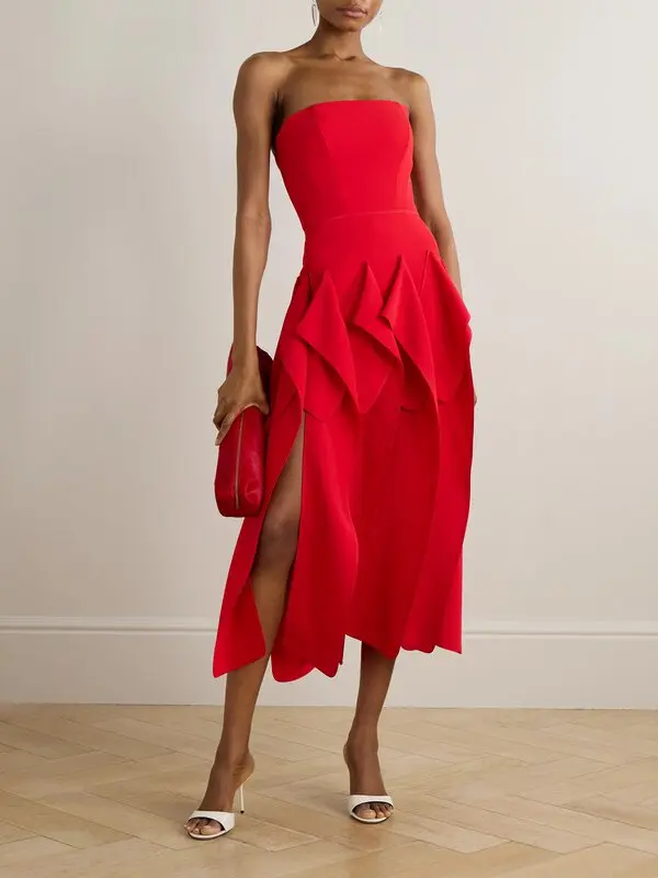 Maticevski Breakout Strapless Crepe Midi Dress