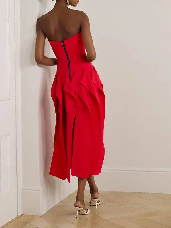 Maticevski Breakout Strapless Crepe Midi Dress