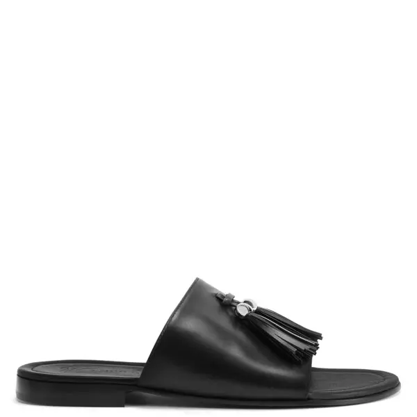 GIUSEPPE ZANOTTI Leather Slide Sandals With Tassels