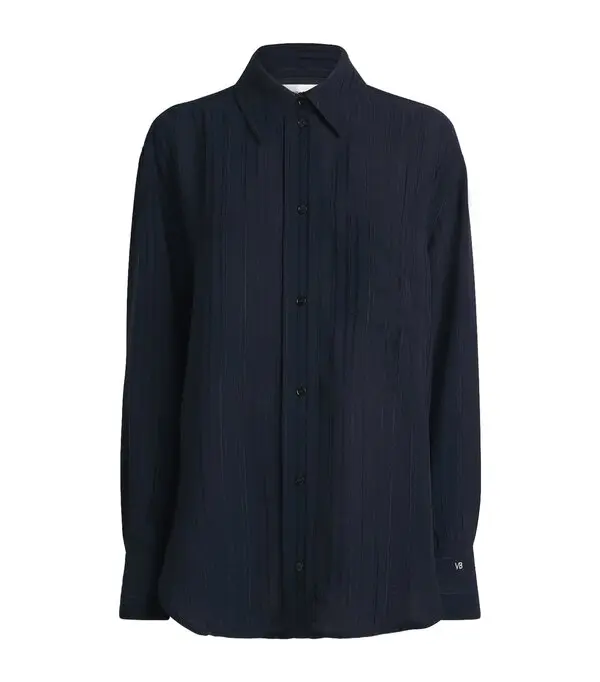 Victoria Beckham Topstitched Pyjama-collar Shirt - Navy