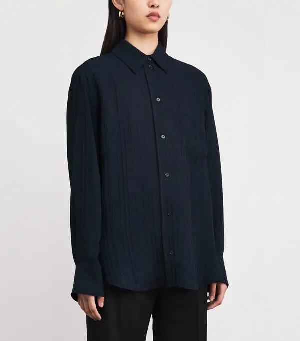 Victoria Beckham Topstitched Pyjama-collar Shirt - Navy