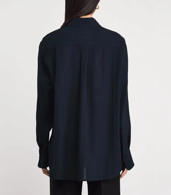 Victoria Beckham Topstitched Pyjama-collar Shirt - Navy
