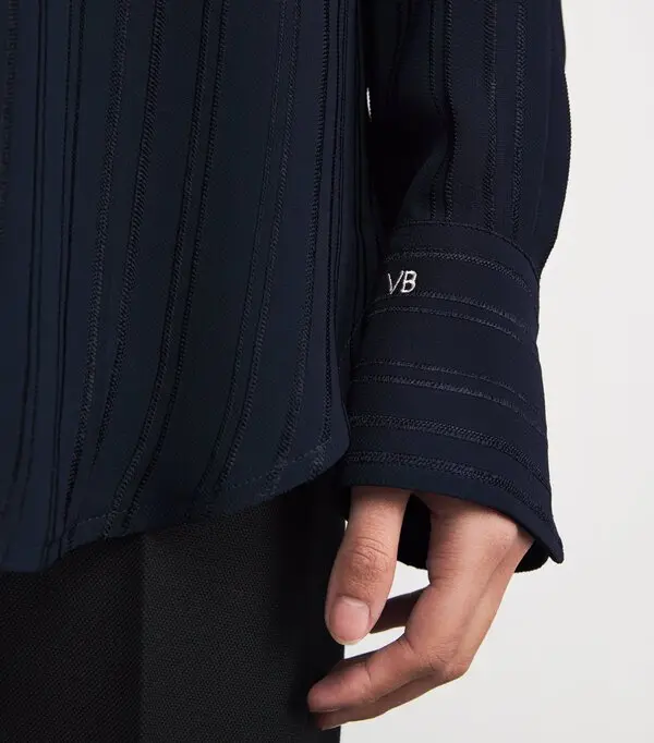 Victoria Beckham Topstitched Pyjama-collar Shirt - Navy