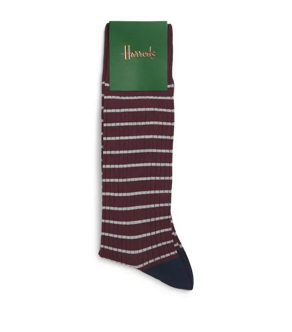 Harrods Cotton-blend Striped Ribbed Socks - Pink