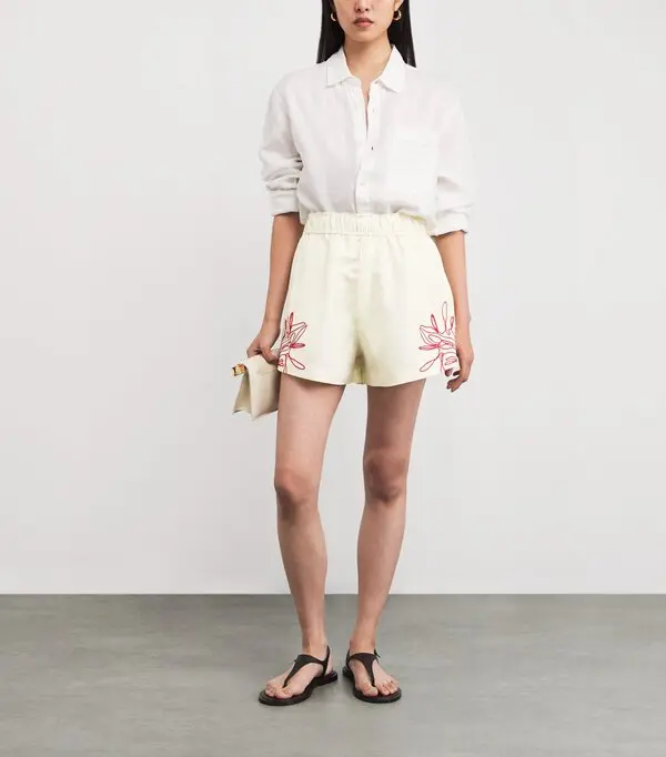 Camilla And Marc Linen-blend Embroidered Eviva Shorts