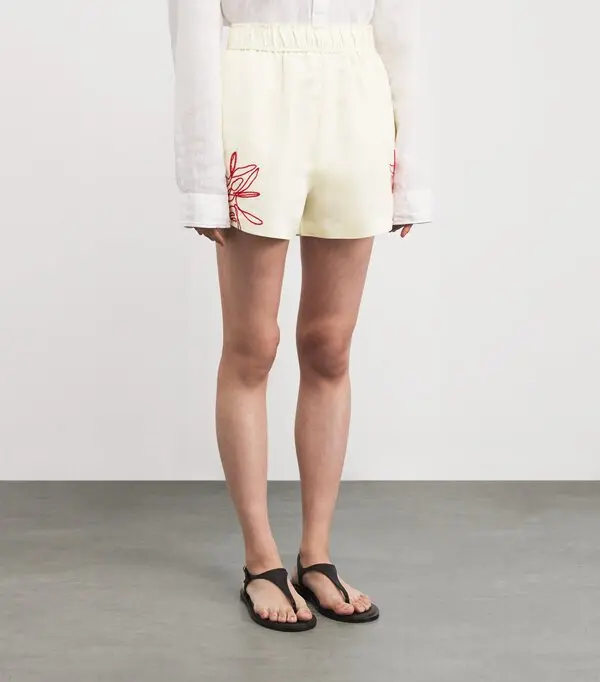 Camilla And Marc Linen-blend Embroidered Eviva Shorts