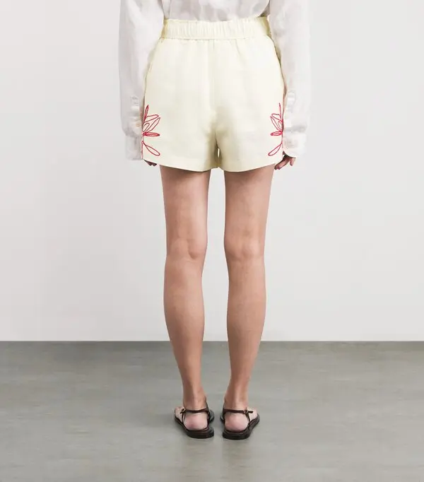 Camilla And Marc Linen-blend Embroidered Eviva Shorts