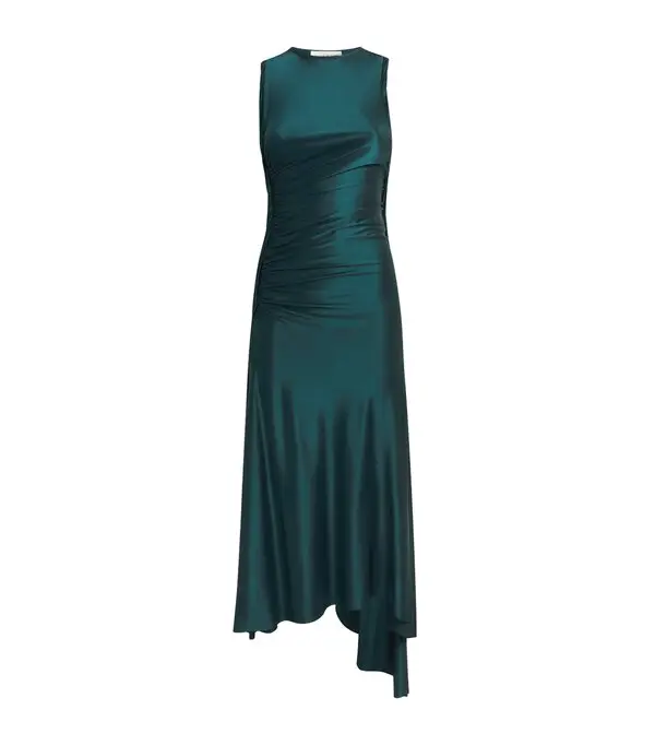 knee length dresses for ladies Gold Draped Midi Dress XL main image 0