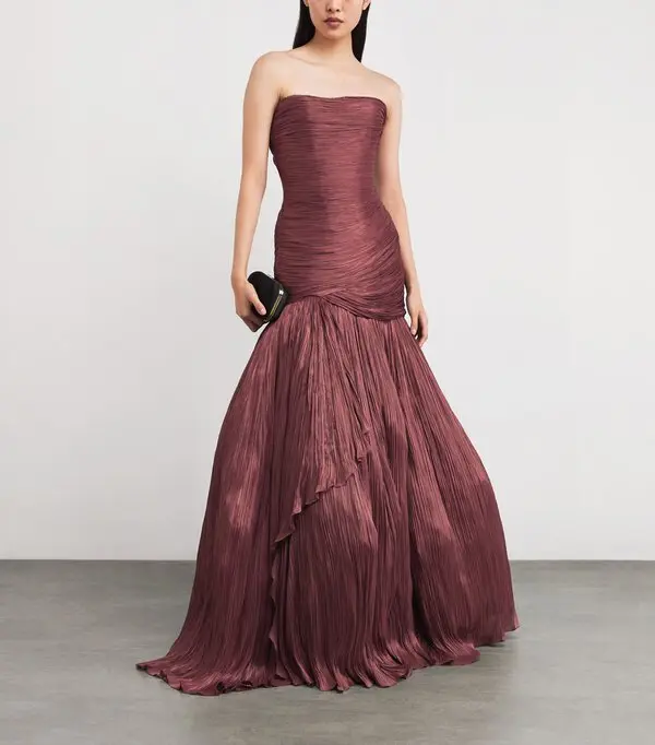 MARMAR HALIM Pleated Claudia Fishtail Gown
