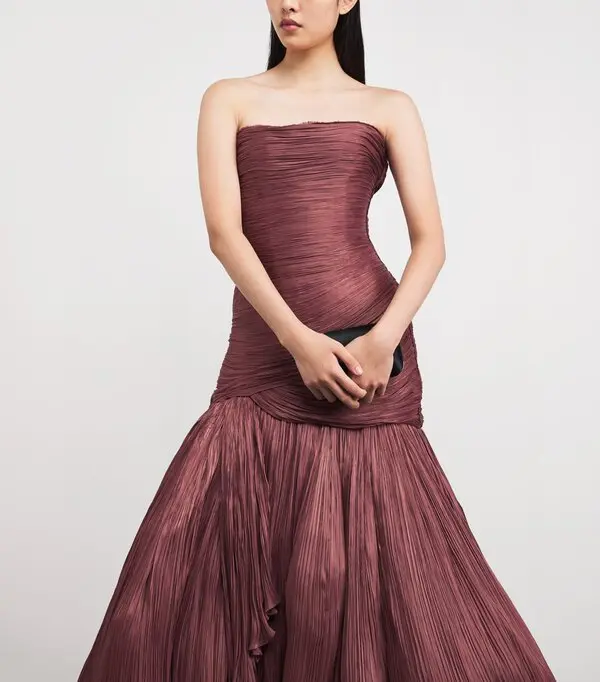 MARMAR HALIM Pleated Claudia Fishtail Gown