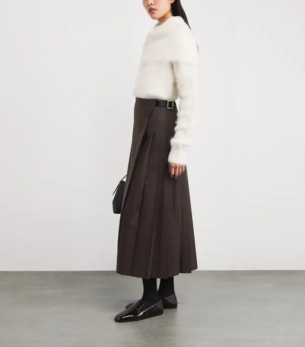 Johnstons Of Elgin X Le Kilt Wool-cashmere Midi Skirt