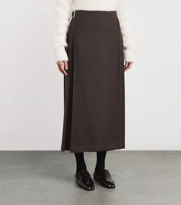 Johnstons Of Elgin X Le Kilt Wool-cashmere Midi Skirt