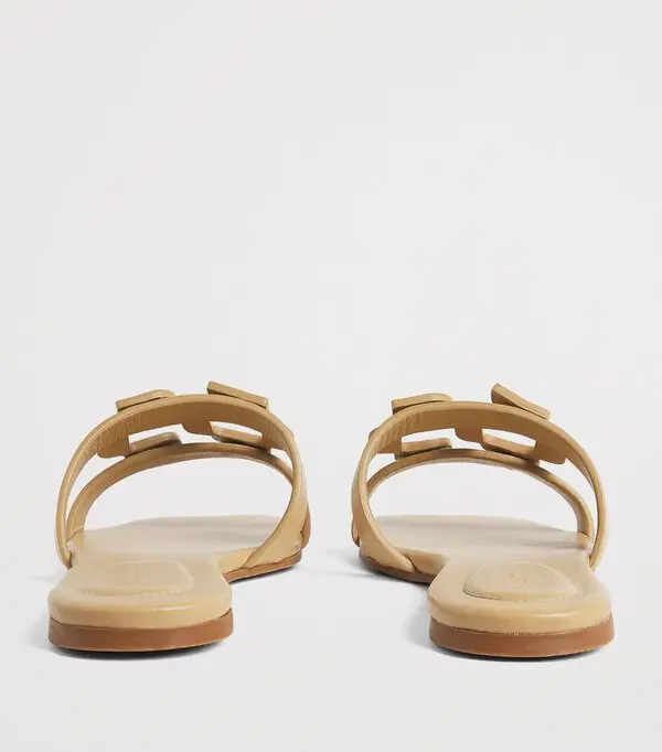 Simkhai Leather Monogram Slides - Beige