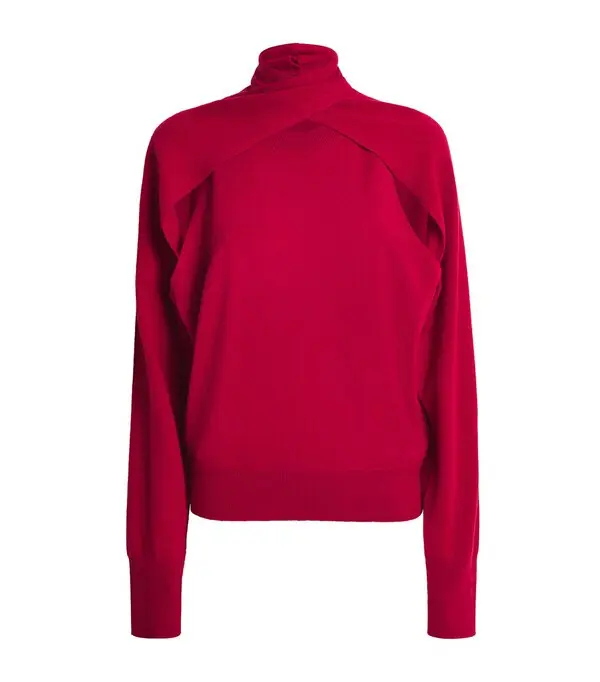 AERON Wool-cashmere Wrap Sweater - Red