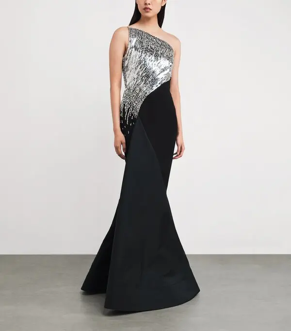 Safiyaa Crepe Embellished Tia Gown
