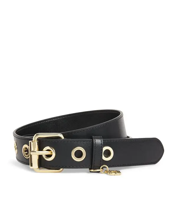 Maje Leather Belt With Chain Detail - Black