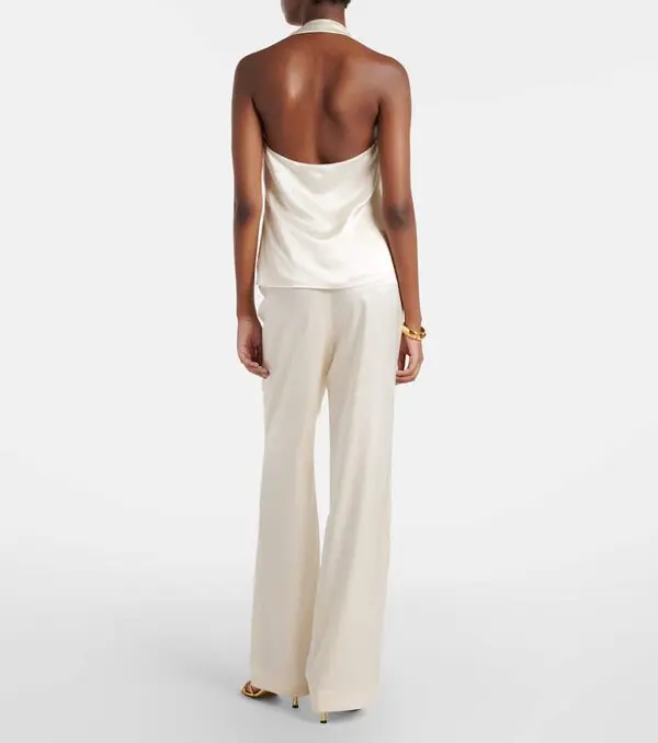 Rebecca Vallance Elise Silk Satin Flared Pants