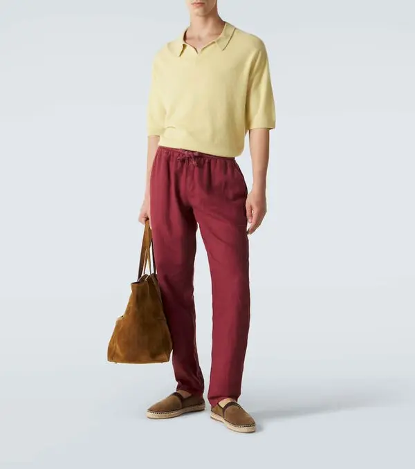 Fedeli Linen Tape Trousers - Red