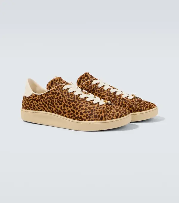 Valentino Garavani Royco Leopard-print Calf Hair Lace-up Sneakers - Brown
