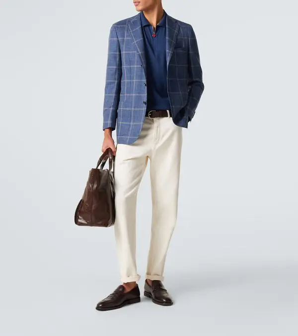 Kiton Cotton Half-zip Polo Shirt - Blue