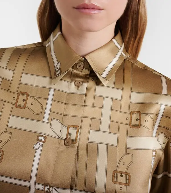 Burberry Emma Printed Satin Shirt - Beige