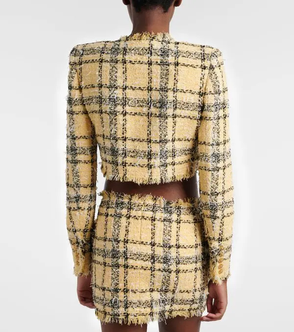 Balmain Cropped Sequined Tweed Jacket