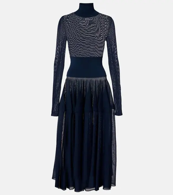 Alaïa Sheer Midi Dress - Blue