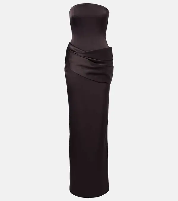 Alex Perry Draped Satin Crepe Bustier Gown