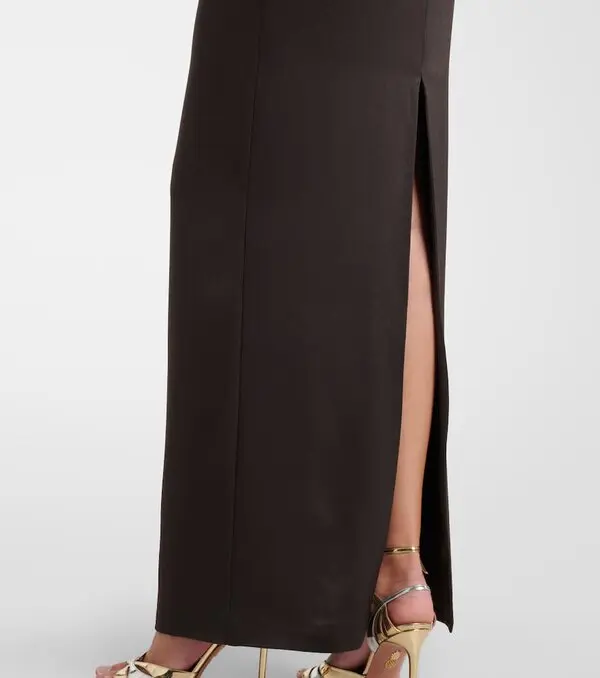 Alex Perry Draped Satin Crepe Bustier Gown