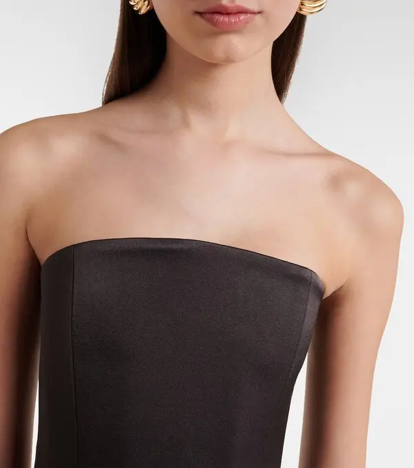 Alex Perry Draped Satin Crepe Bustier Gown