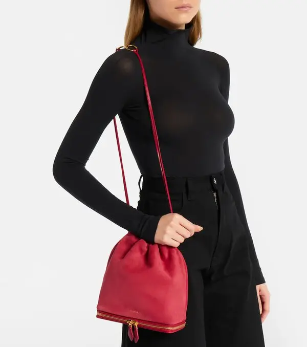 Alaïa Le Pochon Suede Bucket Bag - Red