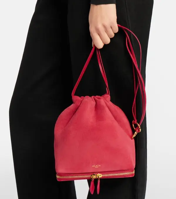 Alaïa Le Pochon Suede Bucket Bag - Red