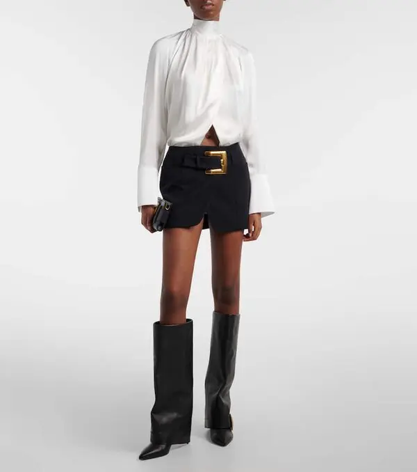 Balmain Virgin Wool Grain De Poudre Miniskirt