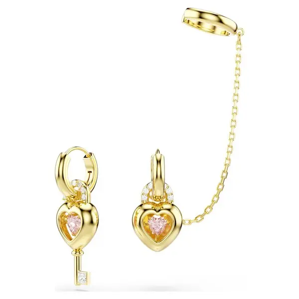 SWAROVSKI Idyllia Drop Earrings With Ear Cuff And Key Charm - Pink